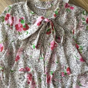 Zara | Tops | Zara Ruffle Star And Floral Tie Front Blouse Nwt | Poshmark